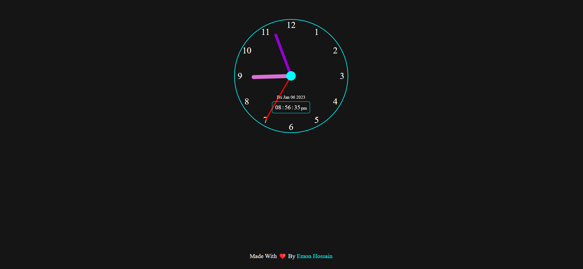 Javascript Clock | Emon Hossain